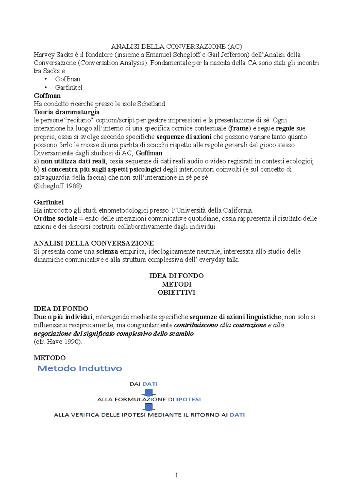 Analisi Della Conversazione - ANALISI DELLA CONVERSAZIONE (AC) Harvey ...