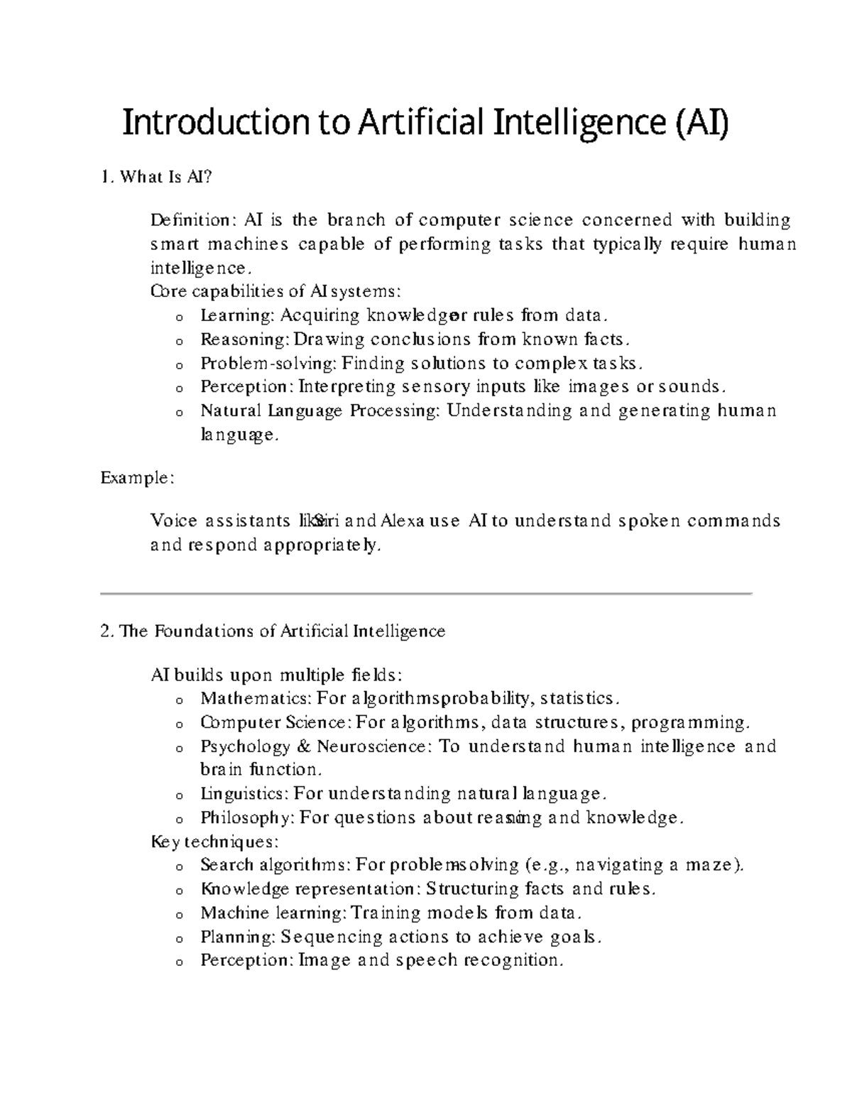 U-I - Introduction to Artificial Intelligence: Concepts & Foundations - Studocu