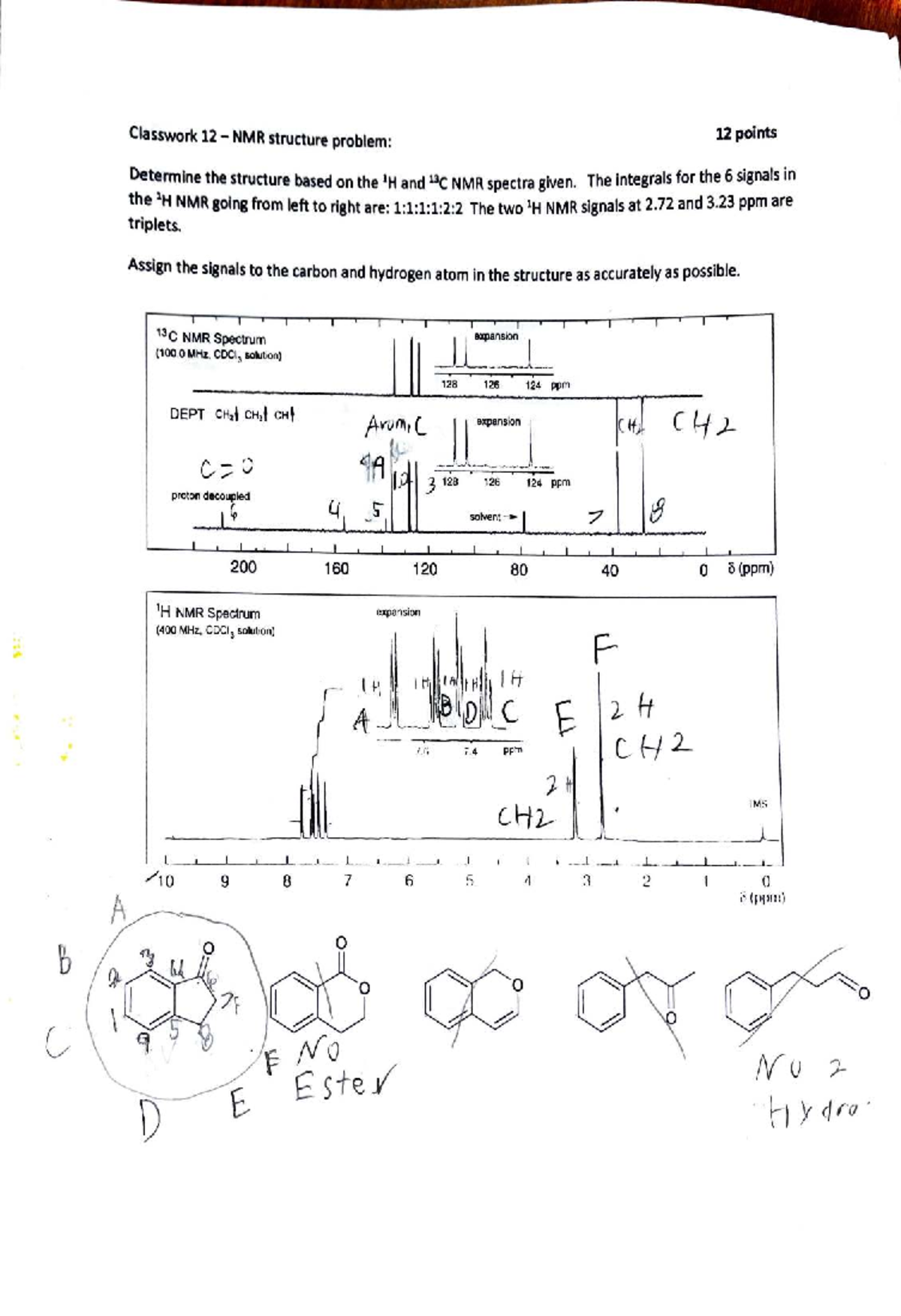 CW 12 - This is classwork 12 on NMR Spectroscopy - ·• ####### • ~ G ...