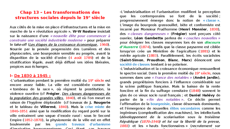 Chap 13 : Les Transformations des Structures Sociales depuis le 19e ...