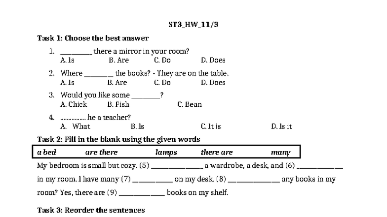 ST3 HW 11-3: English Exercises for Grade 3 Students - Studocu