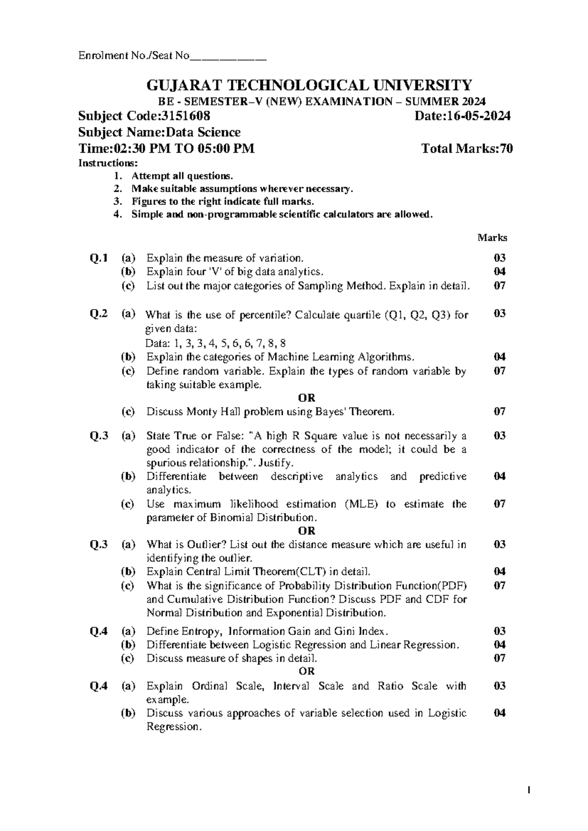 Data Science Exam Notes (3151608) - Summer 2024 - Studocu