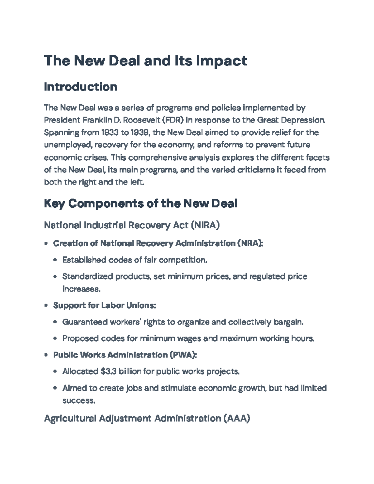 Analyzing the New Deal: Programs, Impact, and Criticisms (History 101 ...