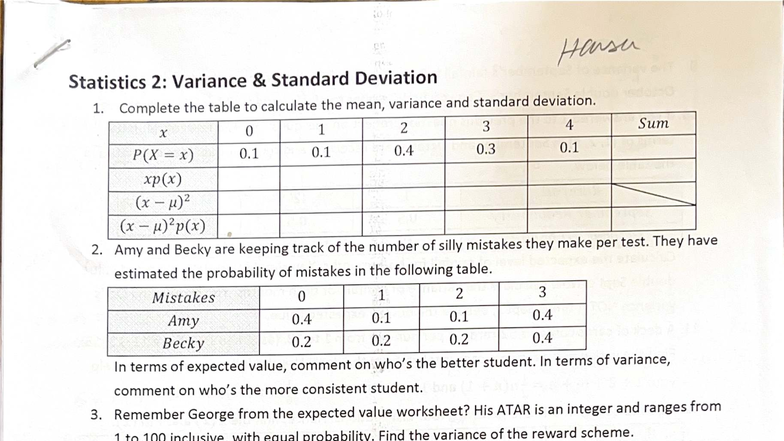 MATHS 2: Variance & Standard Deviation Analysis and Calculations - Studocu