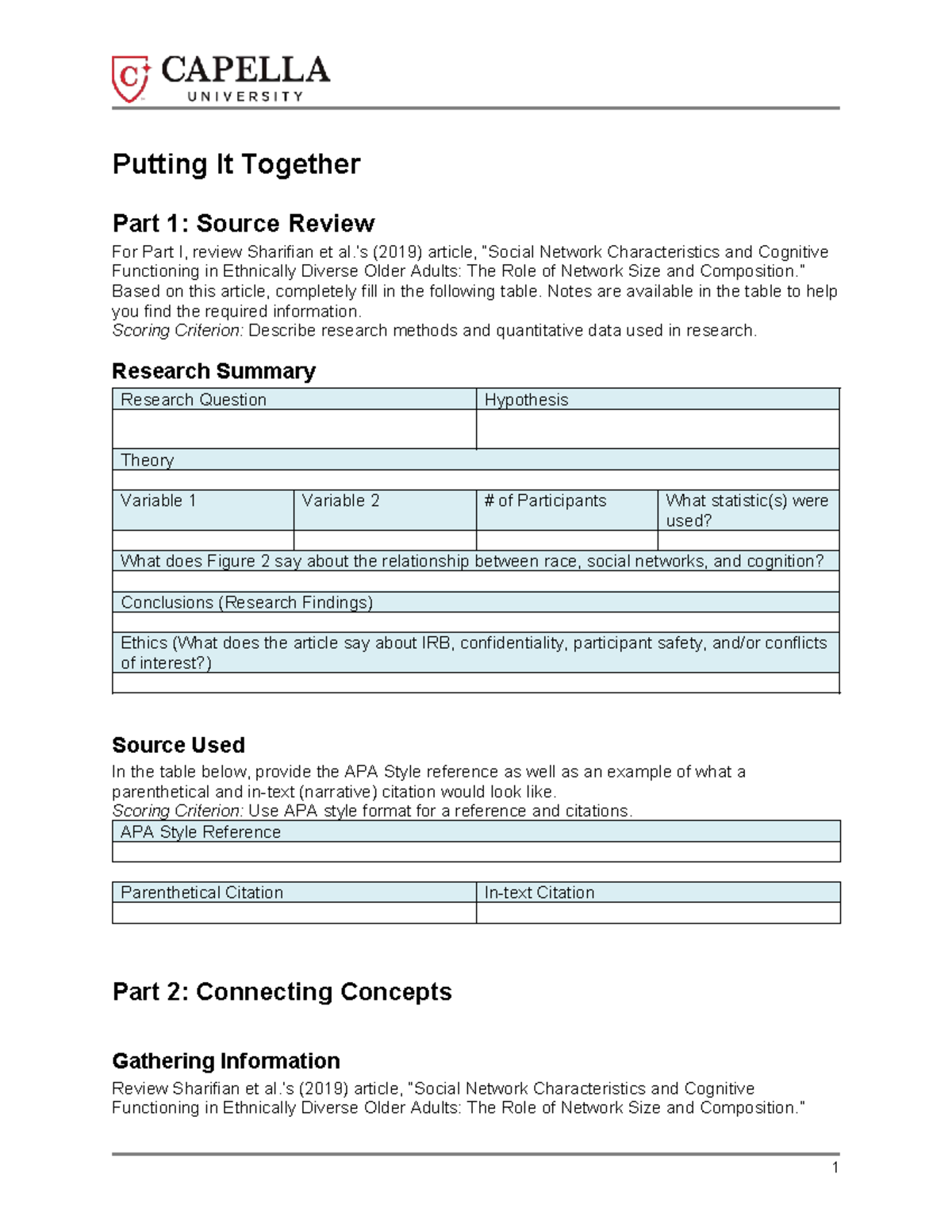 Cf FPX2740 Putting It Together Worksheet: Source Review & Concepts ...