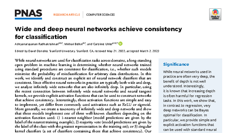 Wide and Deep Neural Networks for Consistent Classification in CS - Studocu