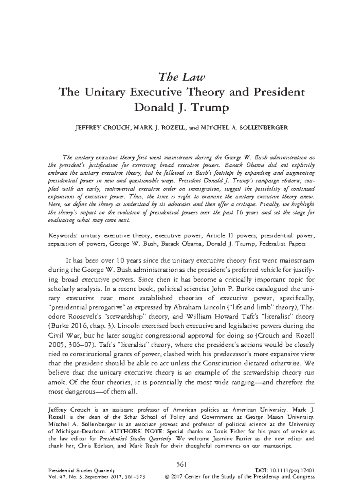 Presidential Power and the Unitary Executive Theory: Analyzing Trump's ...