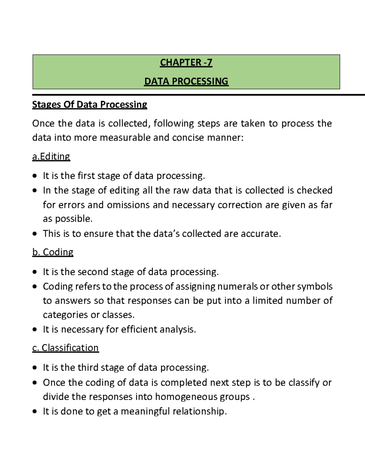 DATA Processing- chapter-7 - Stages Of Data Processing Once the data is ...