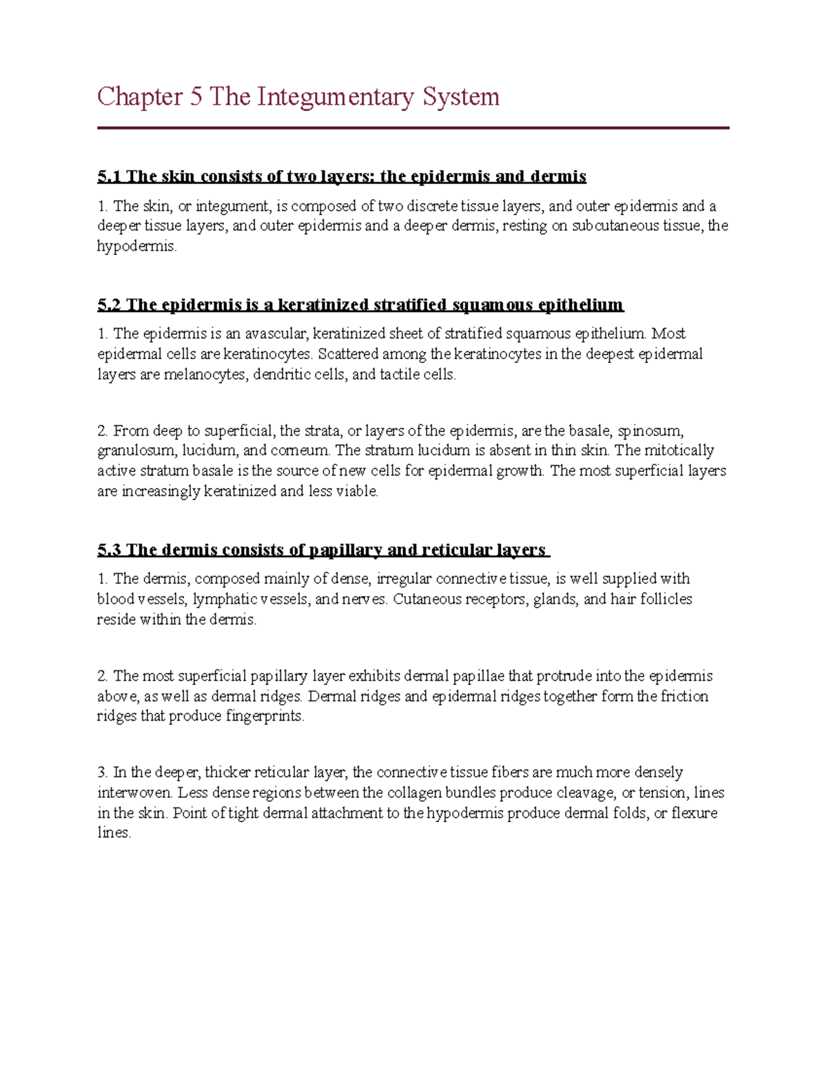 Chapter 5: The Integumentary System - Studocu