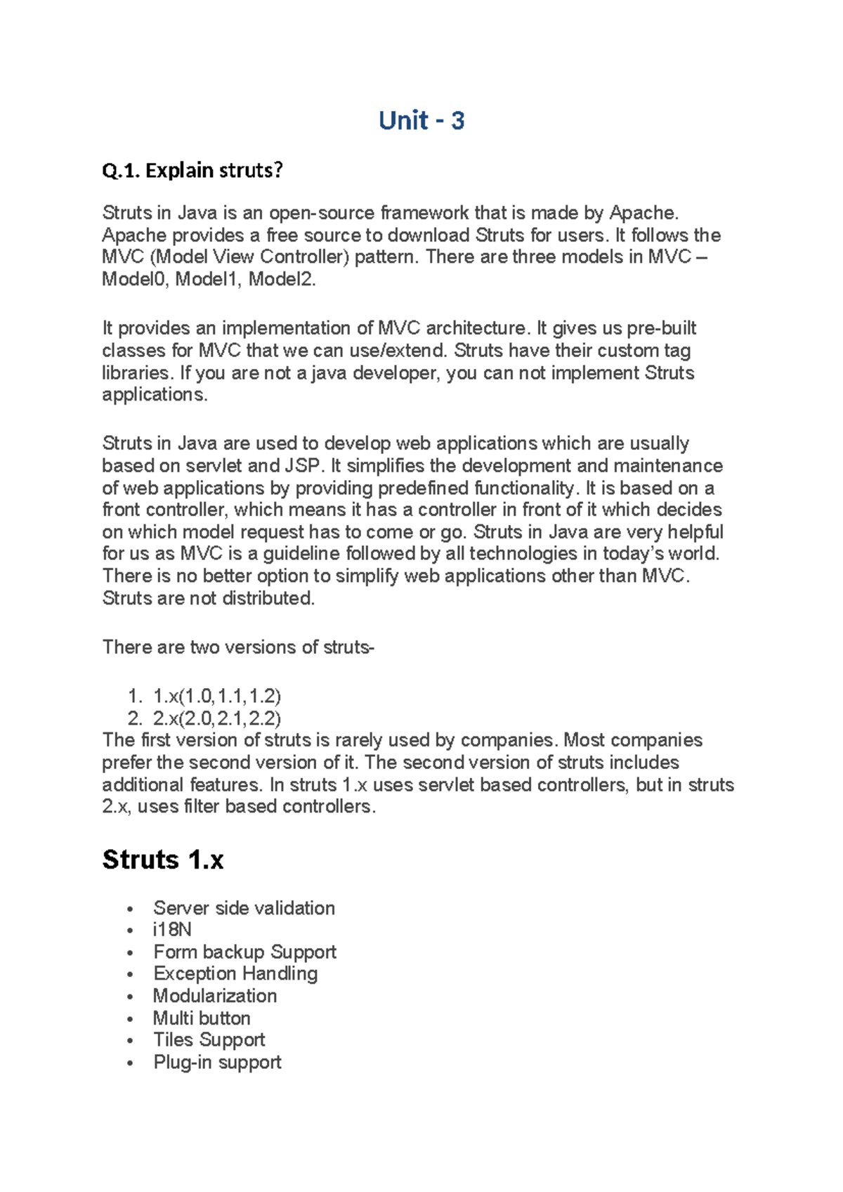 Java Frameworks Overview & Concepts: MVC, CORBA, JSP & RMI Notes - Studocu