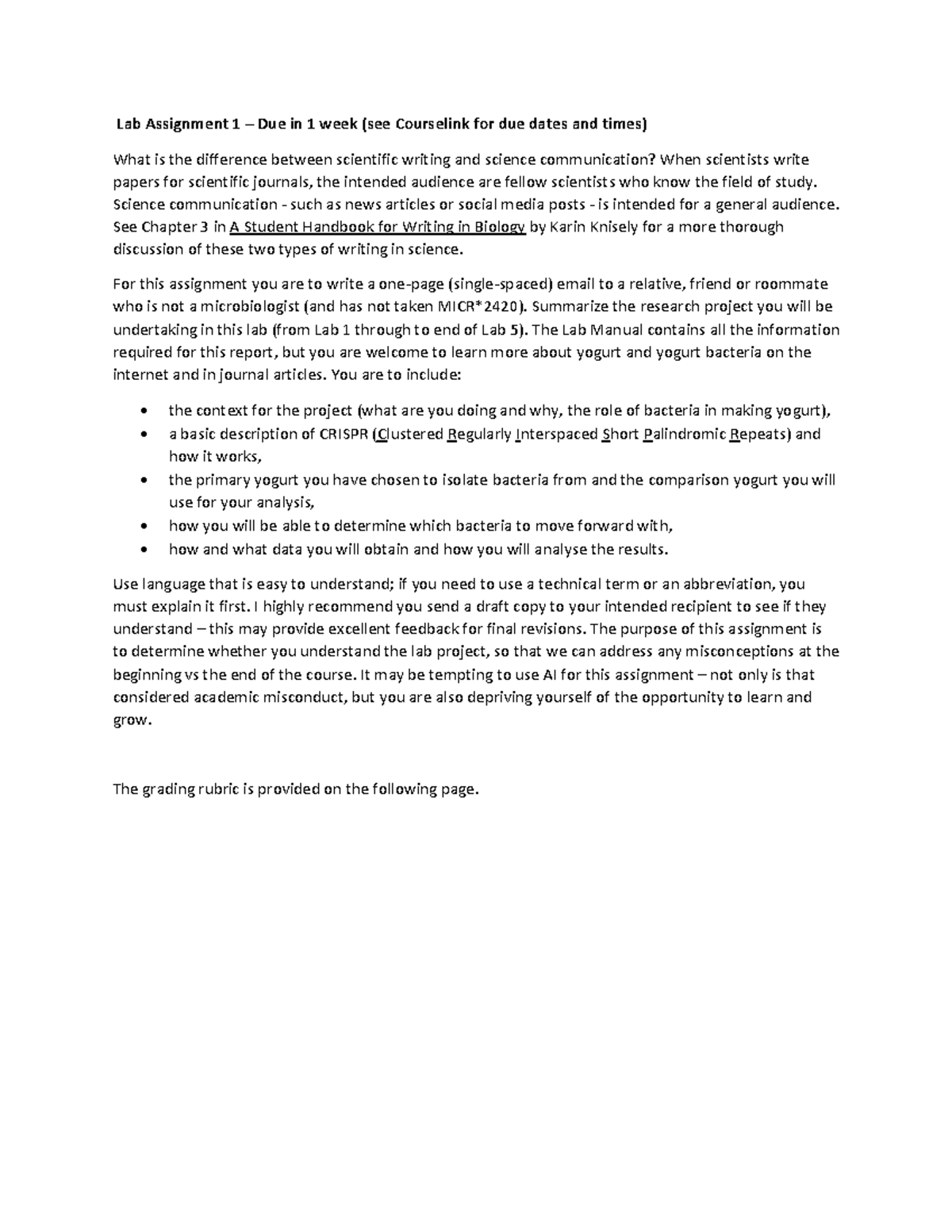 Lab Assignment 1 W24: Scientific Writing vs. Science Communication ...
