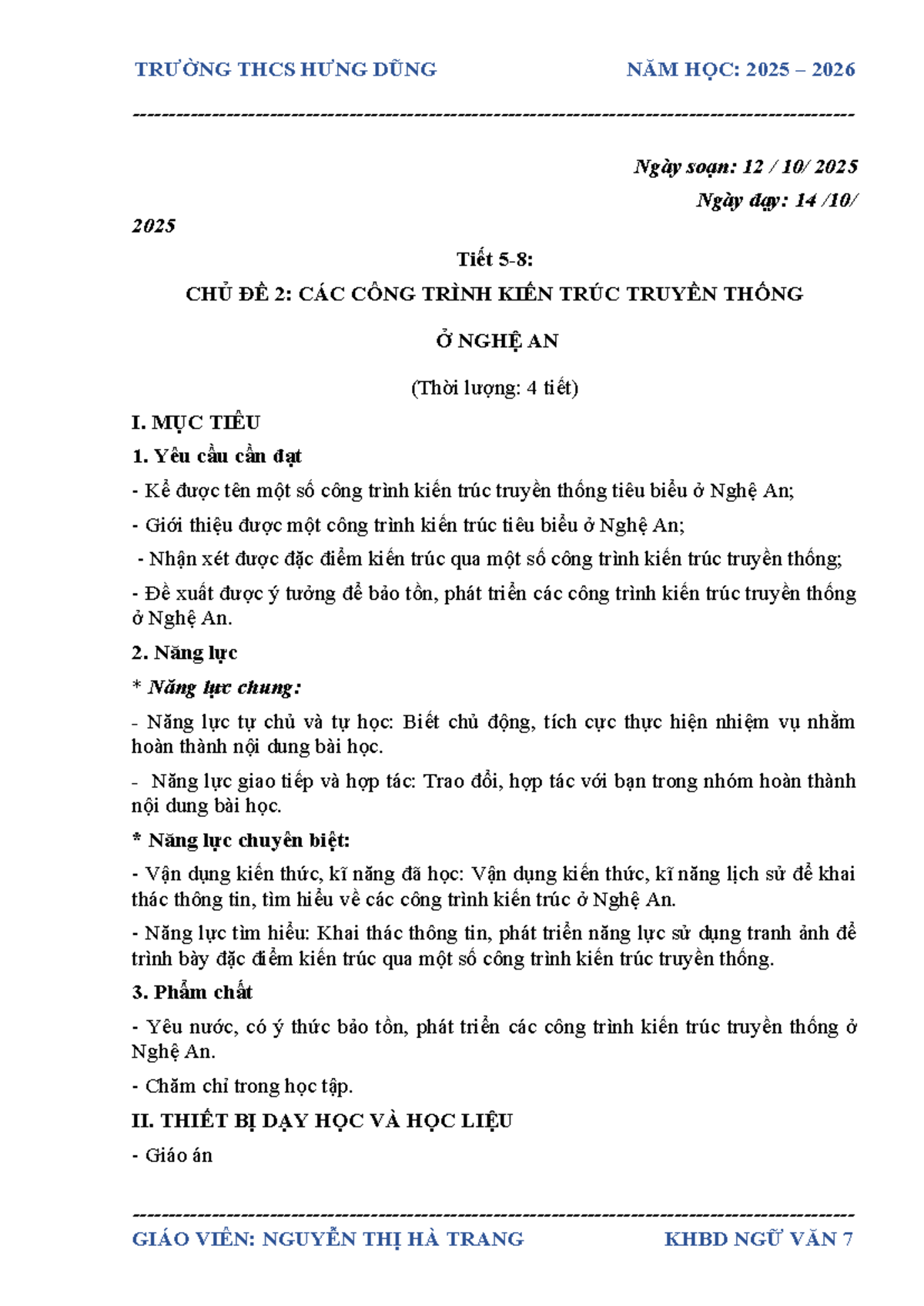 GDDP 7: Tiết 5-8 - Các Công Trình Kiến Trúc Nghệ An - Studocu