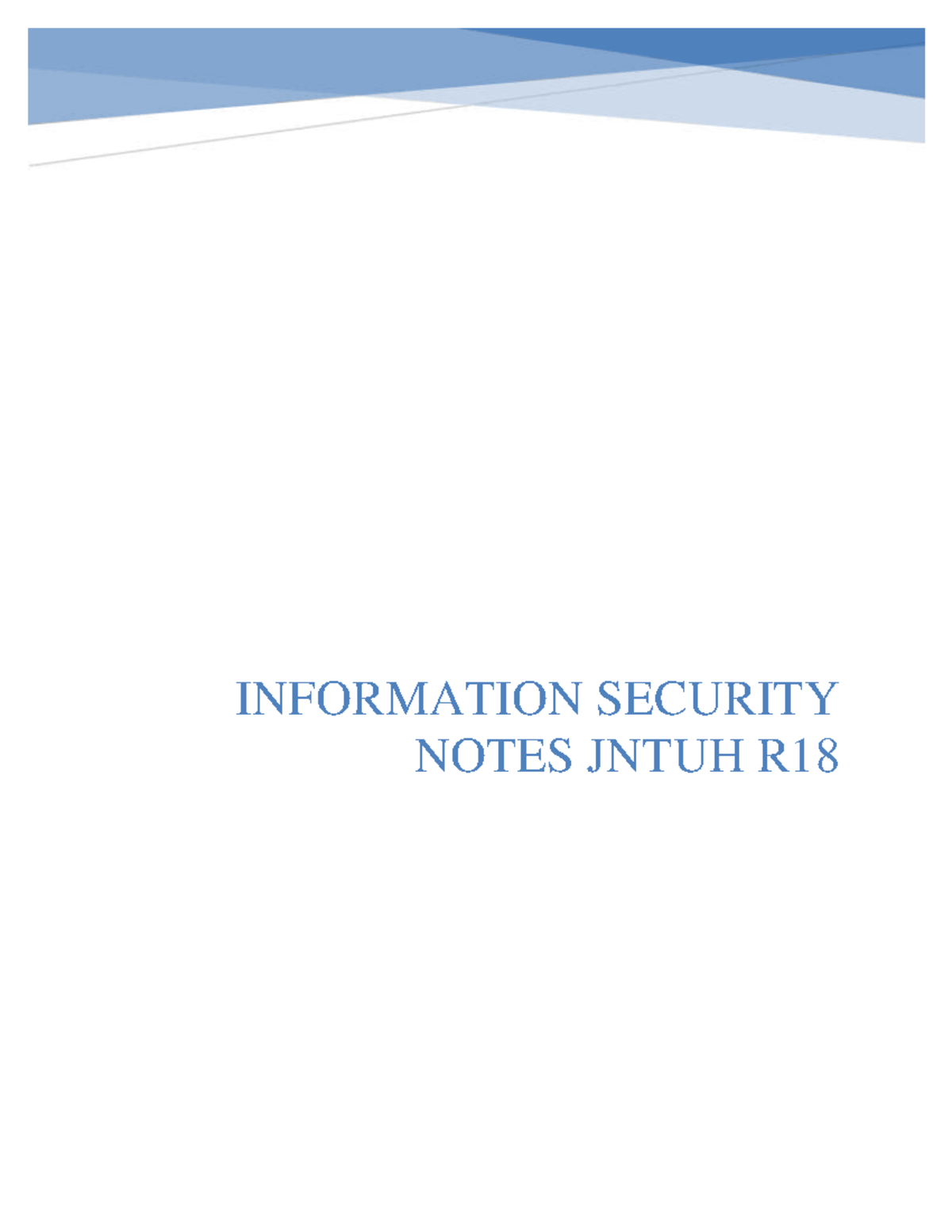 Information Security Lecture Notes - JNTUH - Studocu