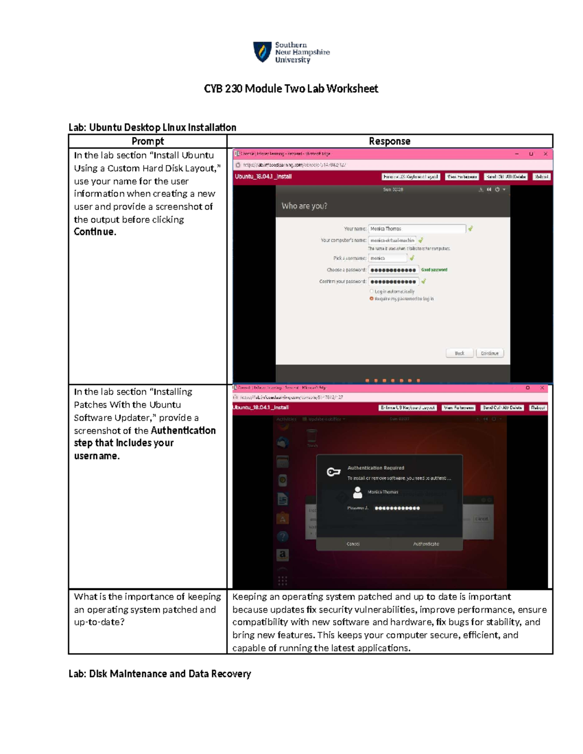 CYB 230 Module Two Lab Worksheet Monica Thomas - CYB 230 Module Two Lab ...