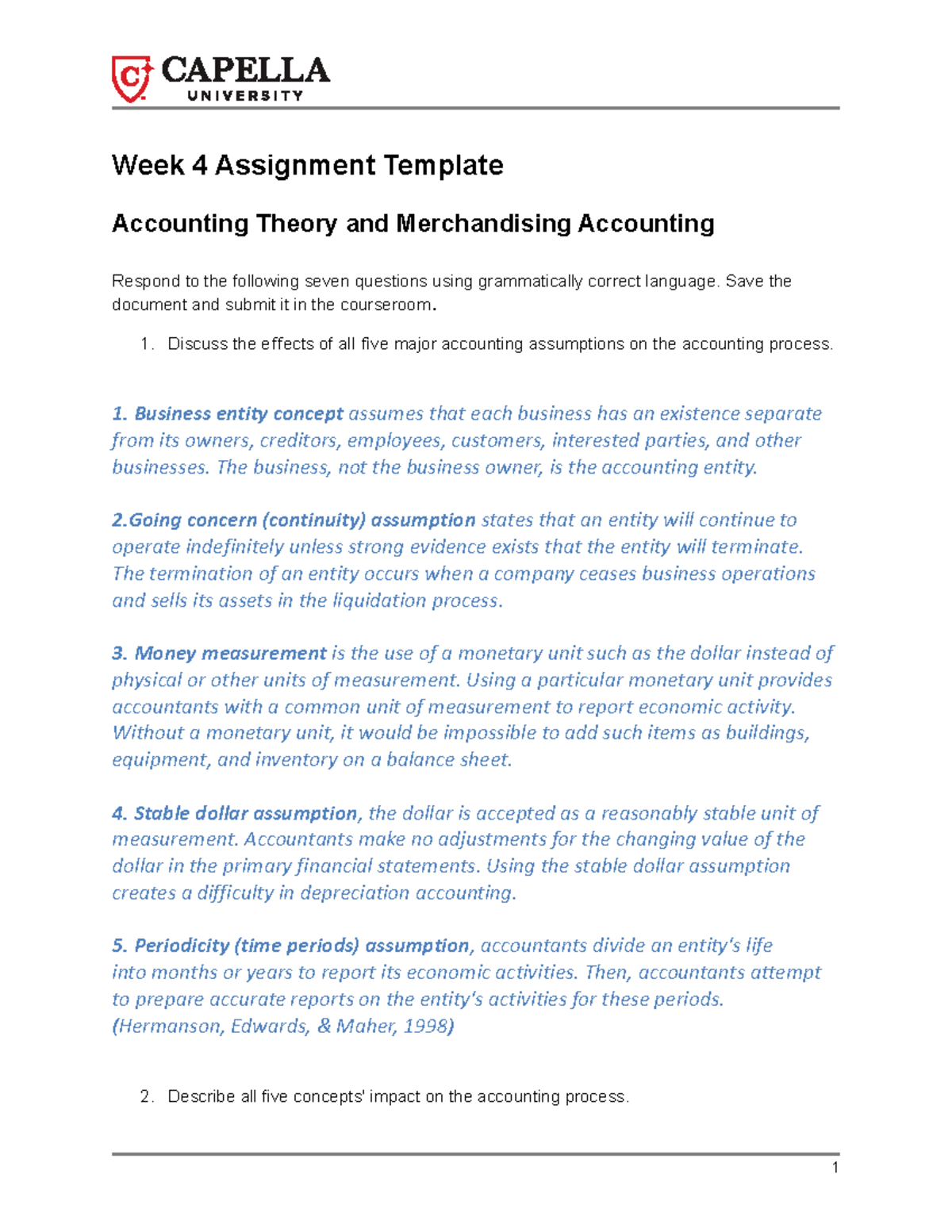 BUS3061 Week 4 Accounting Assignment: Key Concepts & Principles - Studocu