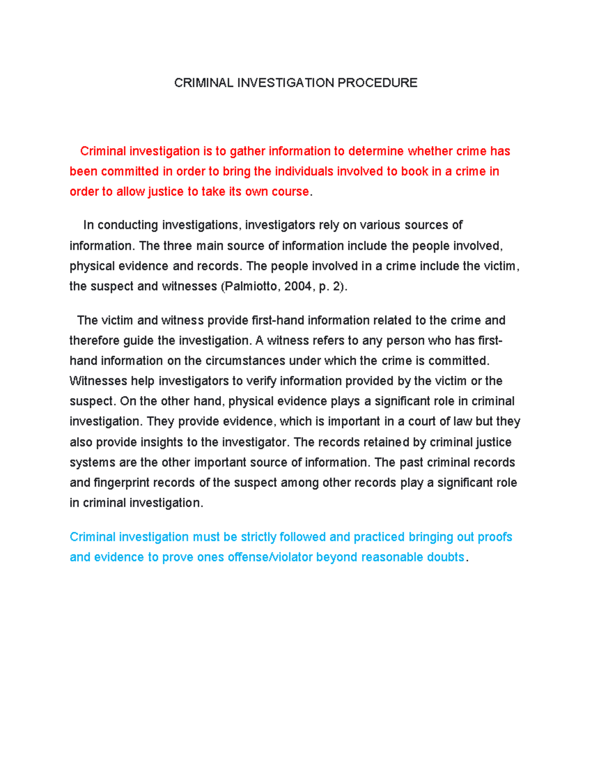 Criminal Investigation Procedure: Key Principles and Insights - Studocu