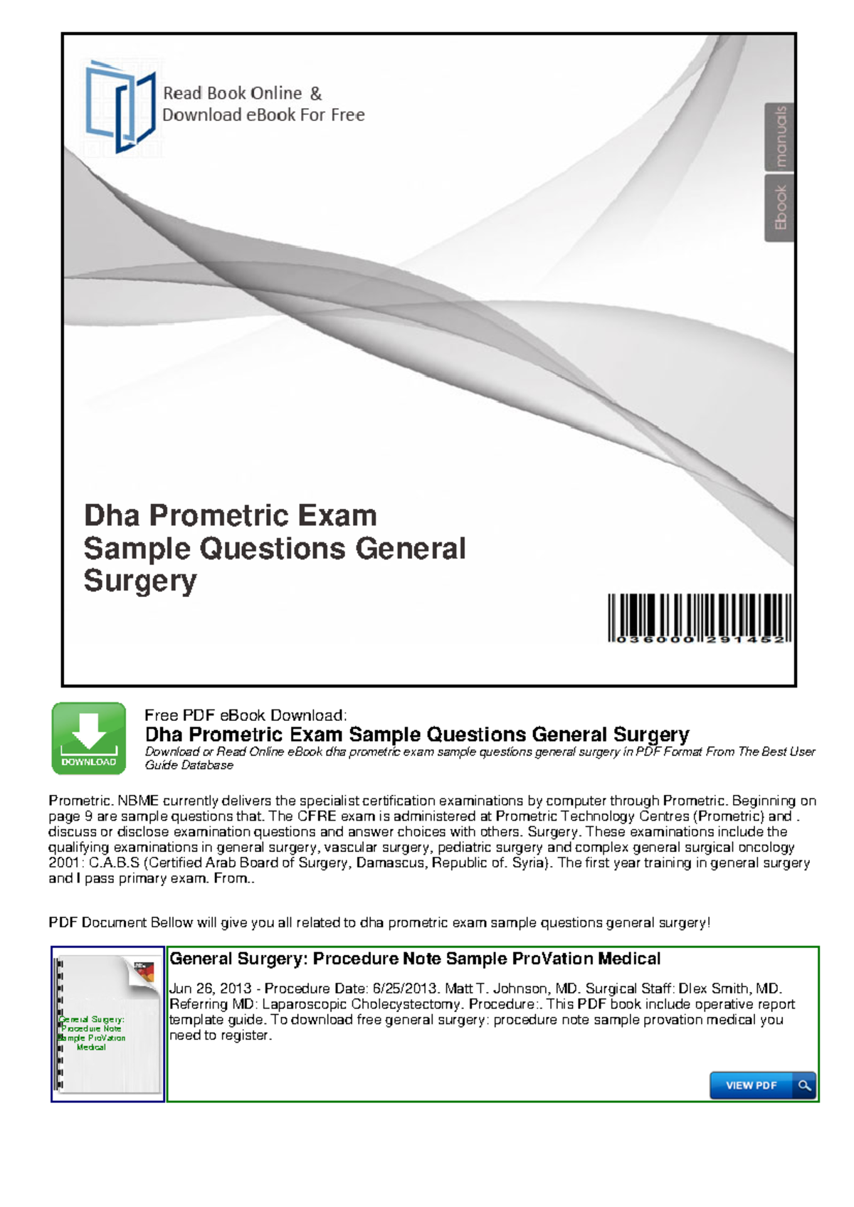 DHA Prometric Exam Sample Questions: General Surgery Guide - Studocu