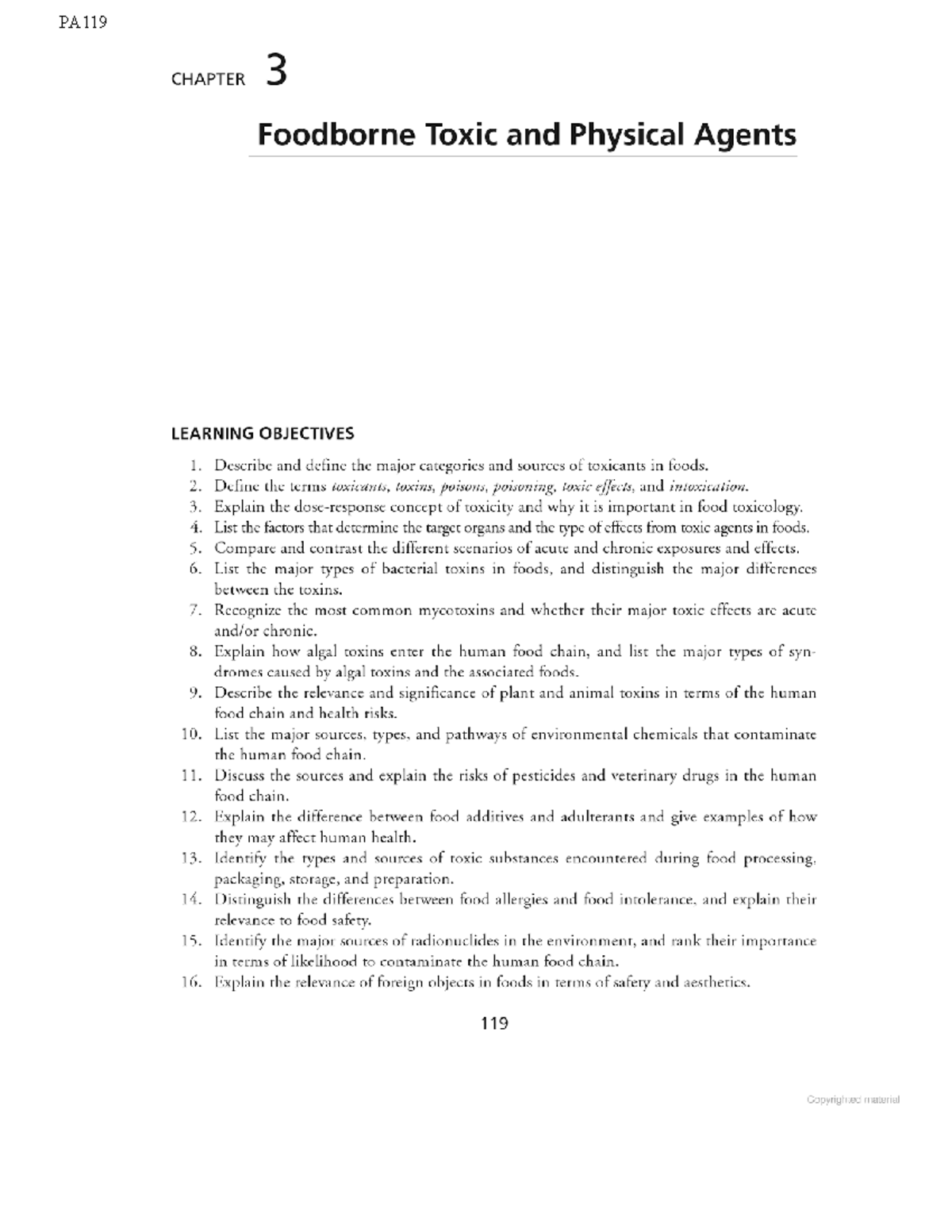 PA119 CHAPTER 3 Foodborne Toxic and Physical Agents Overview - Studocu