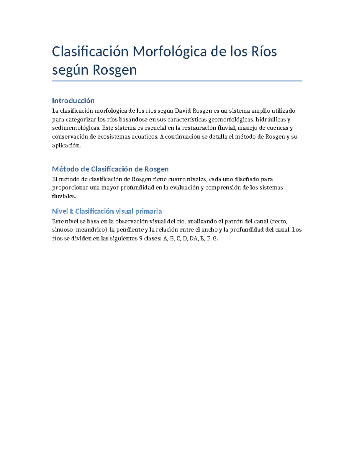 Clasificación Morfológica de Ríos según Rosgen - Metodología y ...