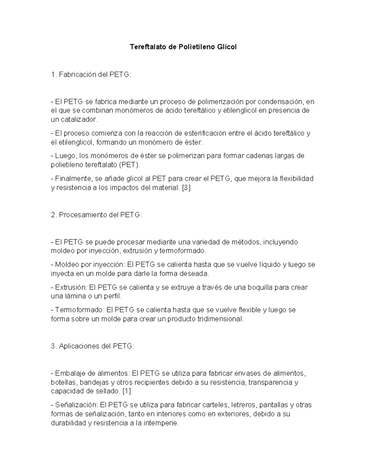 Proceso y Aplicaciones del PET, PETG y HDPE: Guía Completa - Studocu
