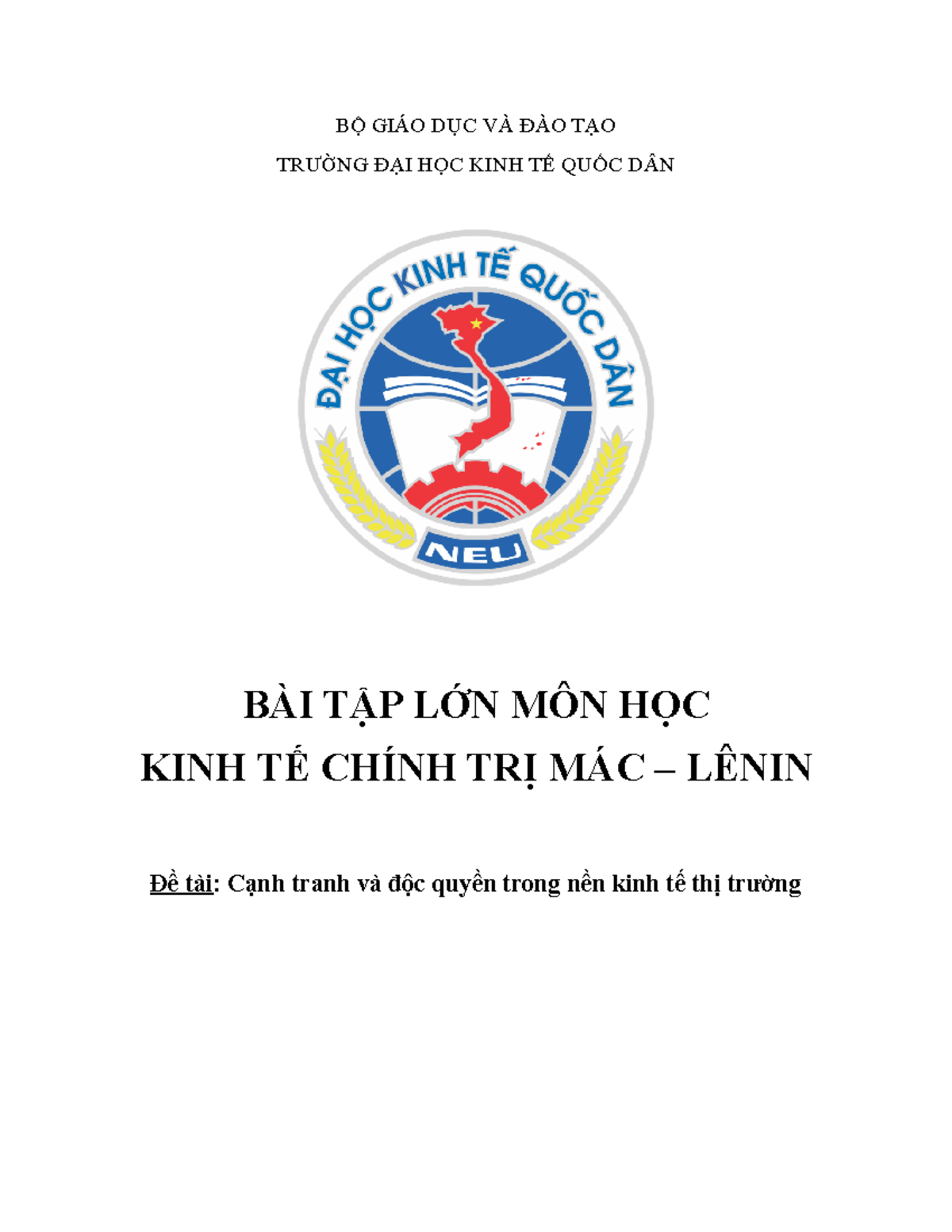 Kinh tế Chính trị Mác Leenin về độc quyền - BỘ GIÁO DỤC VÀ ĐÀO TẠO ...