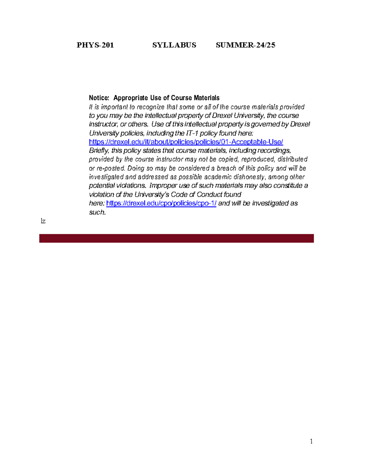 PHYS 201 Syllabus: Course Materials & Policies for Summer 2025 - Studocu