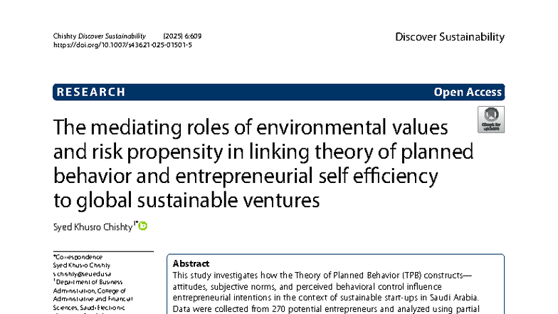 Chishty Discover Sustainability (2025) 6:609 RESEARCH: TPB ...