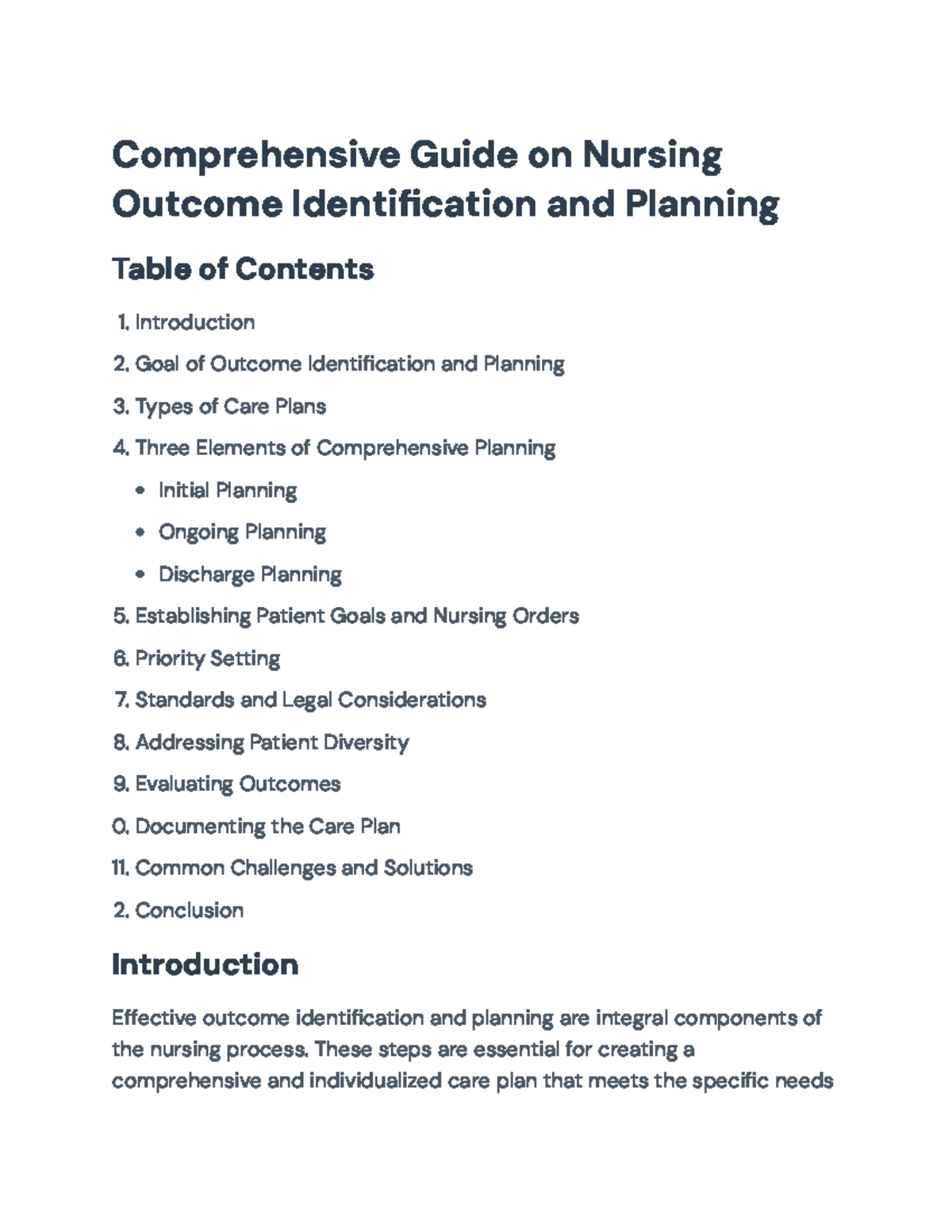 NUR 301 Comprehensive Nursing Care Plan Guide & Patient Outcomes - Studocu