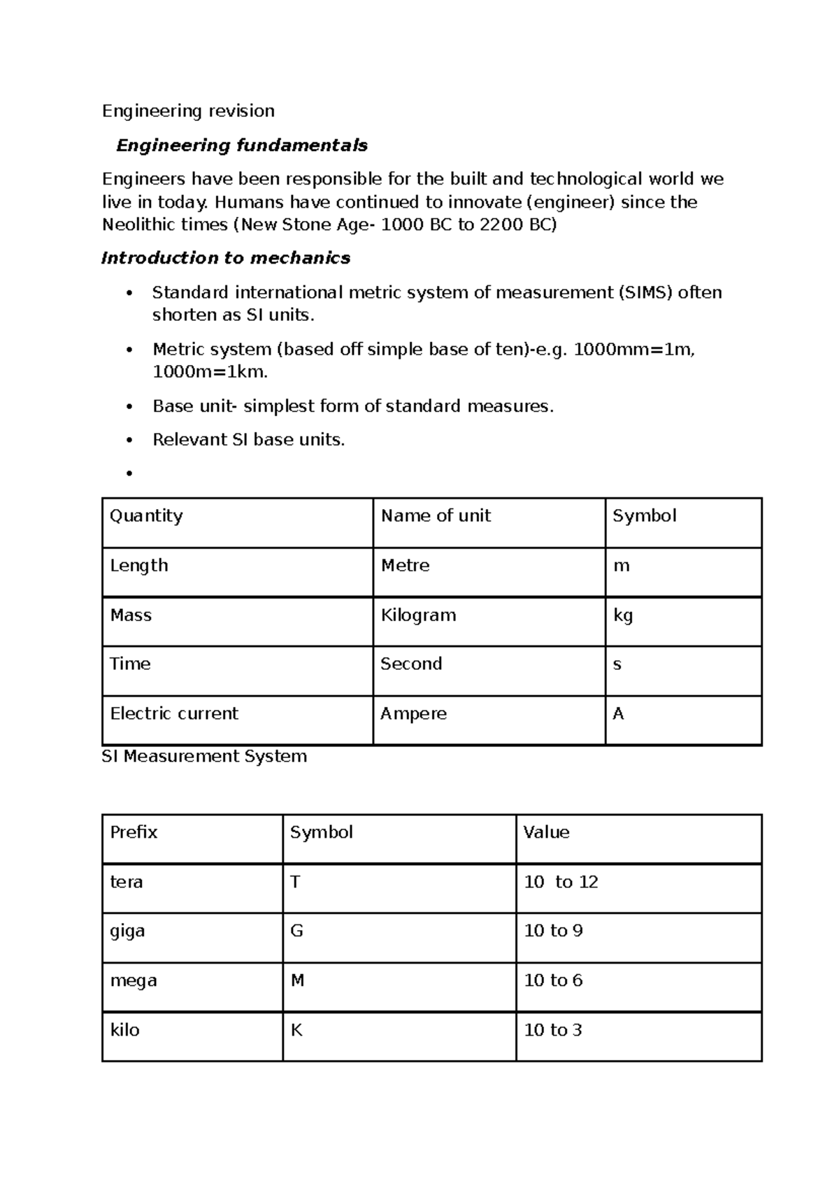 Engineering Revision Notes: Fundamentals & Key Concepts - Studocu
