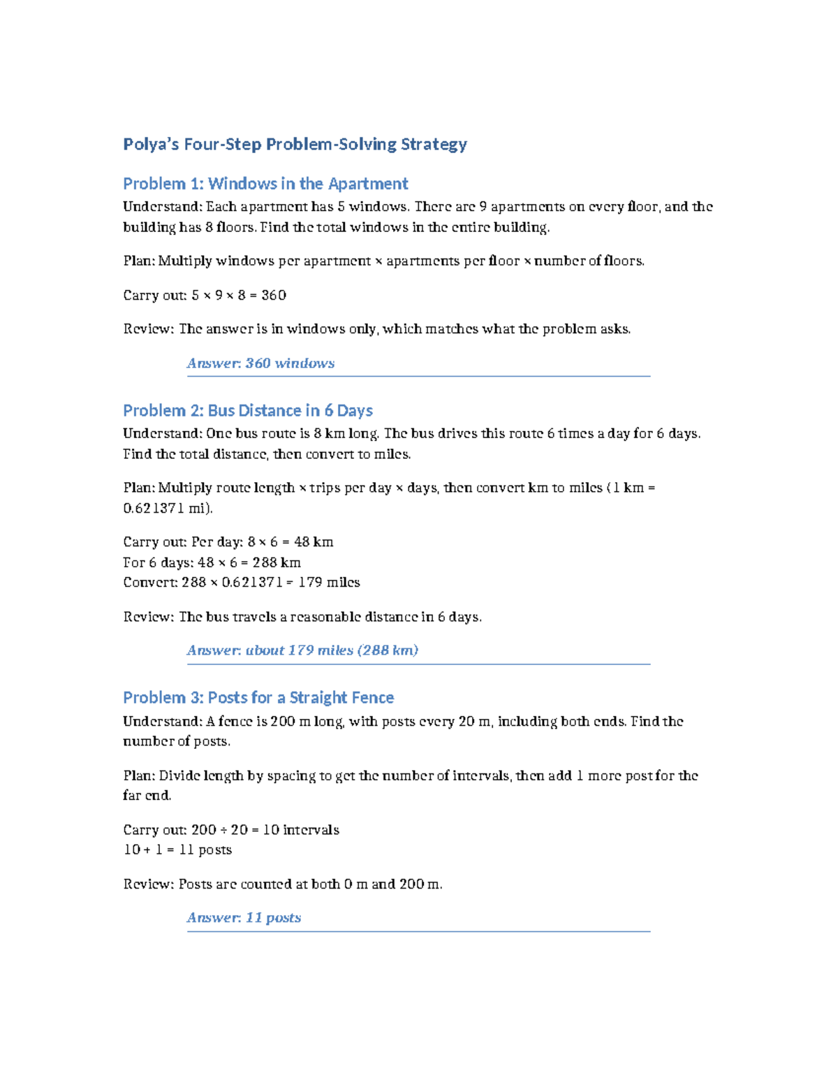 Polya's Four Steps - Problem Solving Strategies (POLA 101 LECTURE) - Studocu