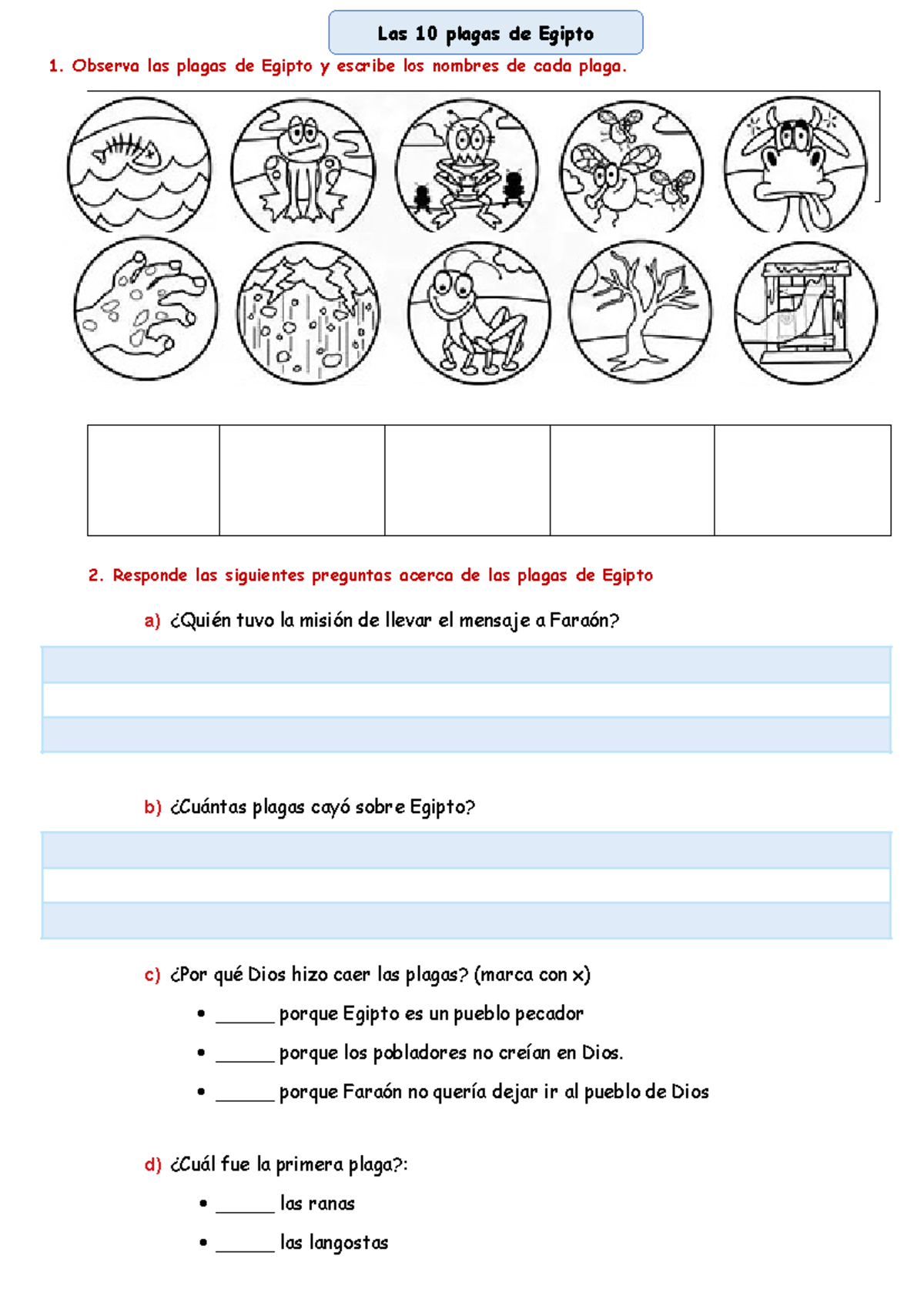 Plagas de Egipto: Evaluación sobre las 10 plagas y su significado - Studocu