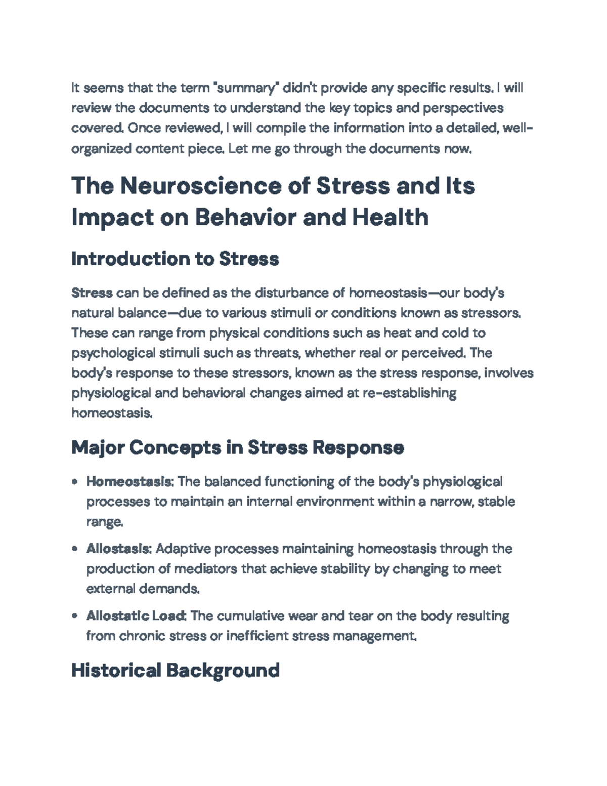 The Neuroscience of Stress: Health & Behavior Impact Analysis - Studocu