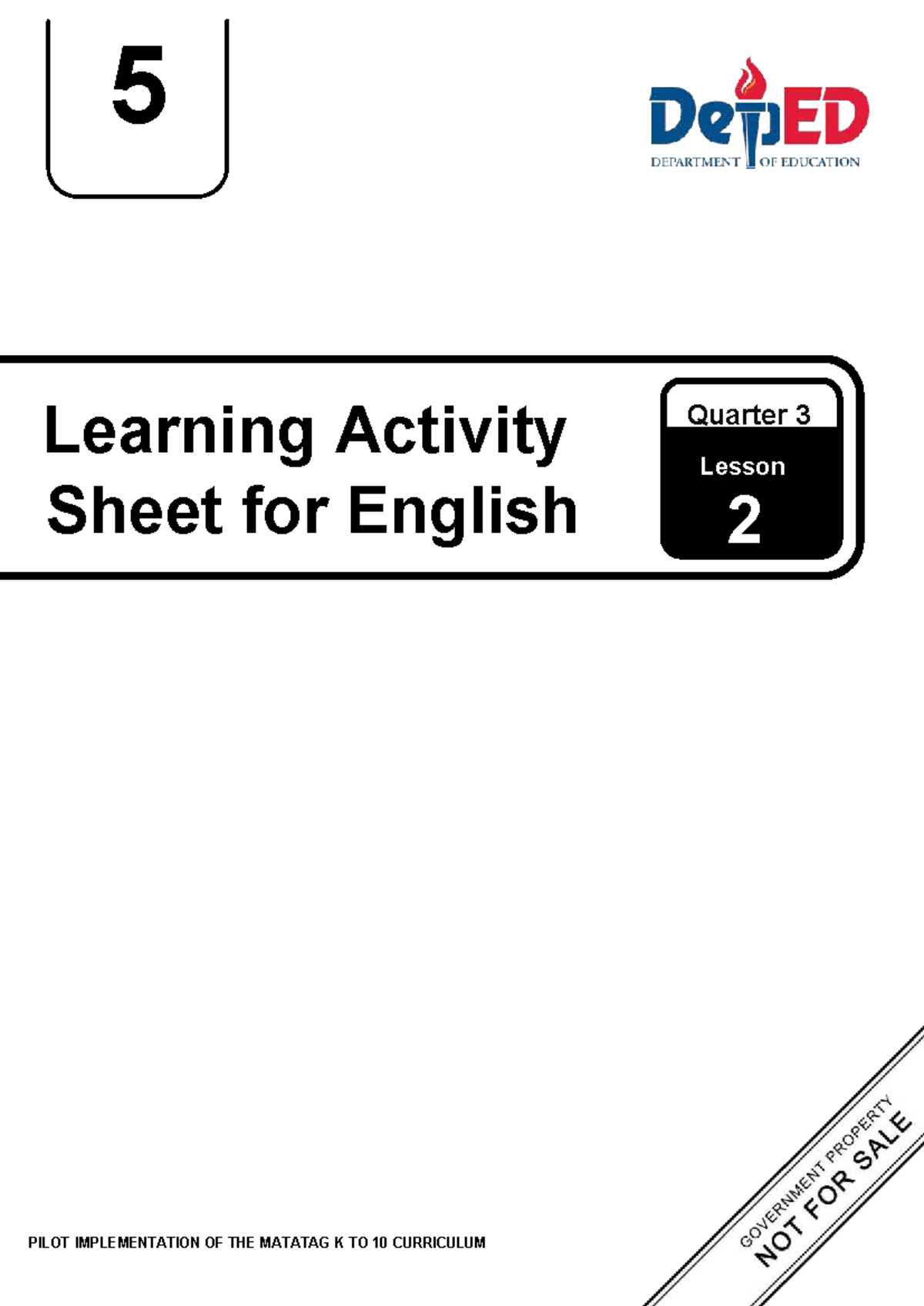 Q3 Learning Activity Sheet: English 5 Lesson 2 - Week 3 - Studocu