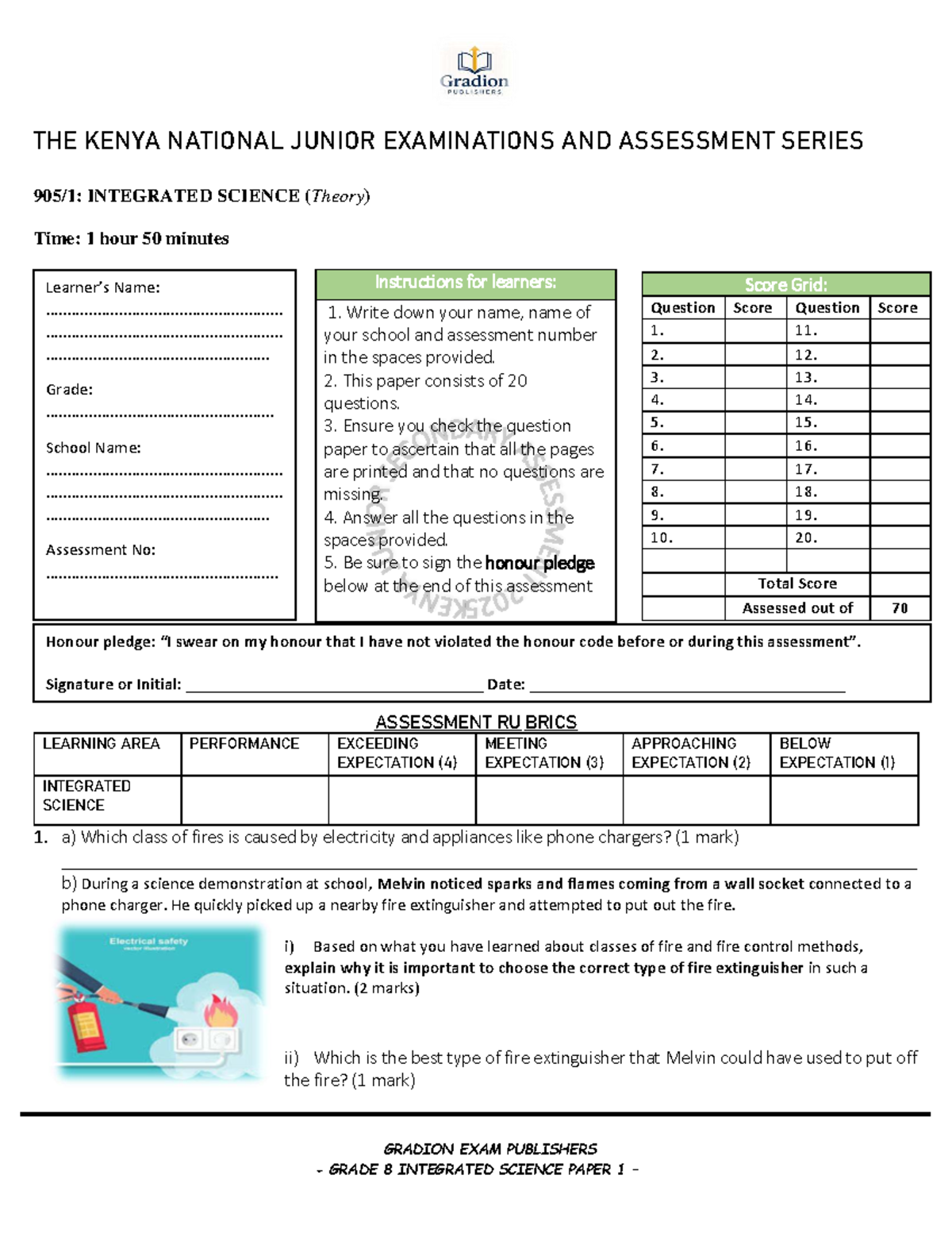 INTEGRATED SCIENCE GRADE 8 END TERM 2 ASSESSMENT PAPER - Studocu