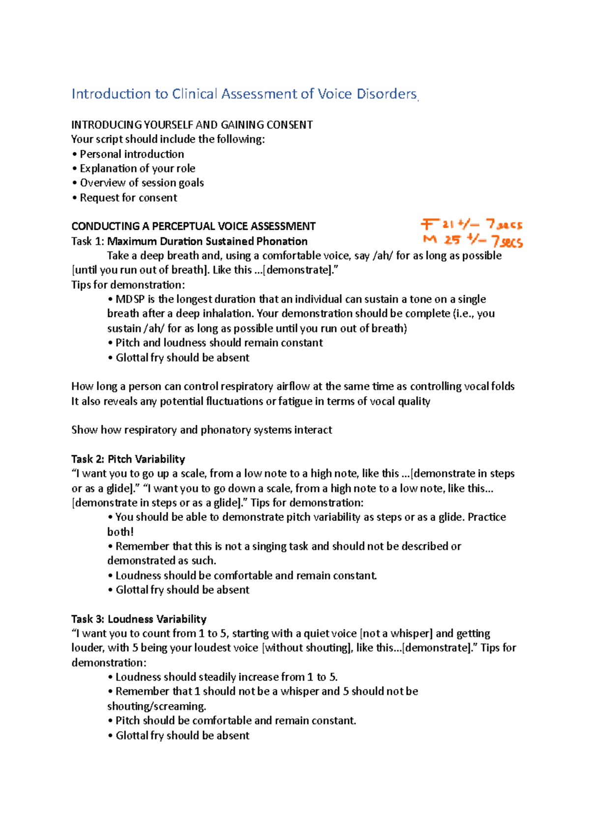 Week 3 Lecture: Clinical Voice Assessment Techniques - Studocu