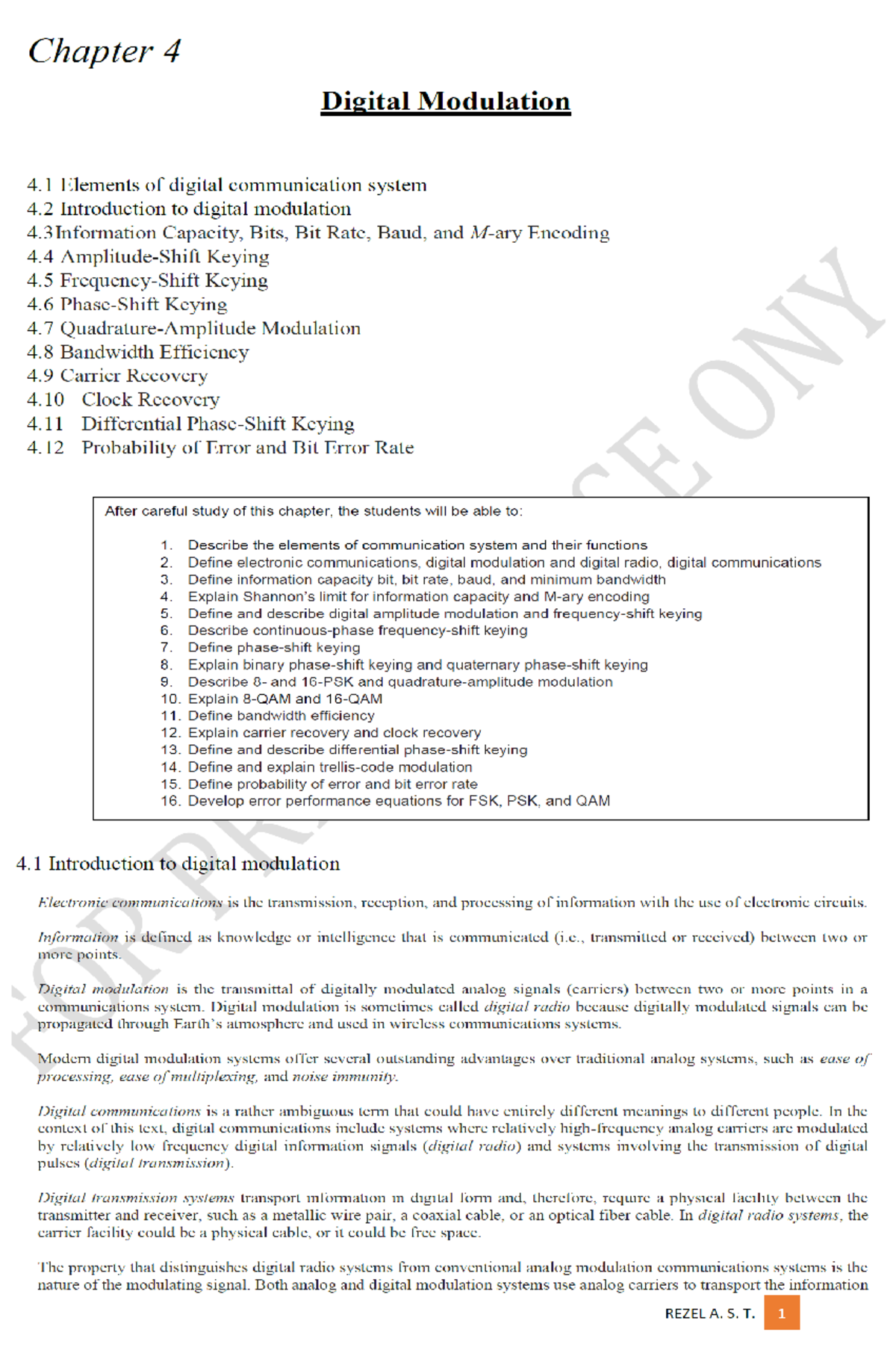 Communication 2 - Chapter 4 Digital Modulation 4 Elements of digital communication system 4 ...