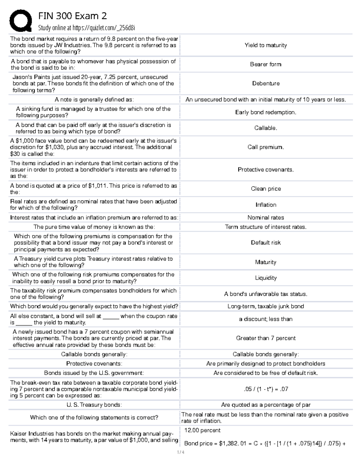 FIN 300 Exam 2 Study Guide: Key Concepts and Questions - Studocu