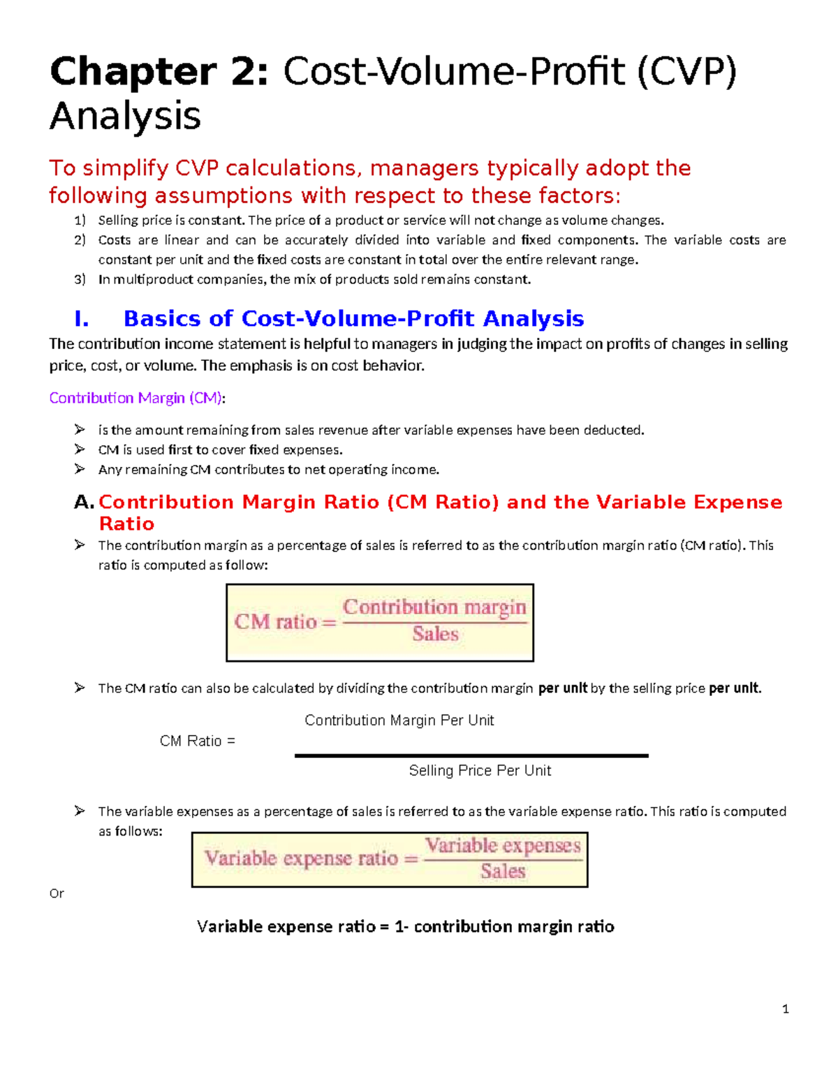 Enhanced CVP Analysis Exercises & Solutions (ACCT 101) - Studocu