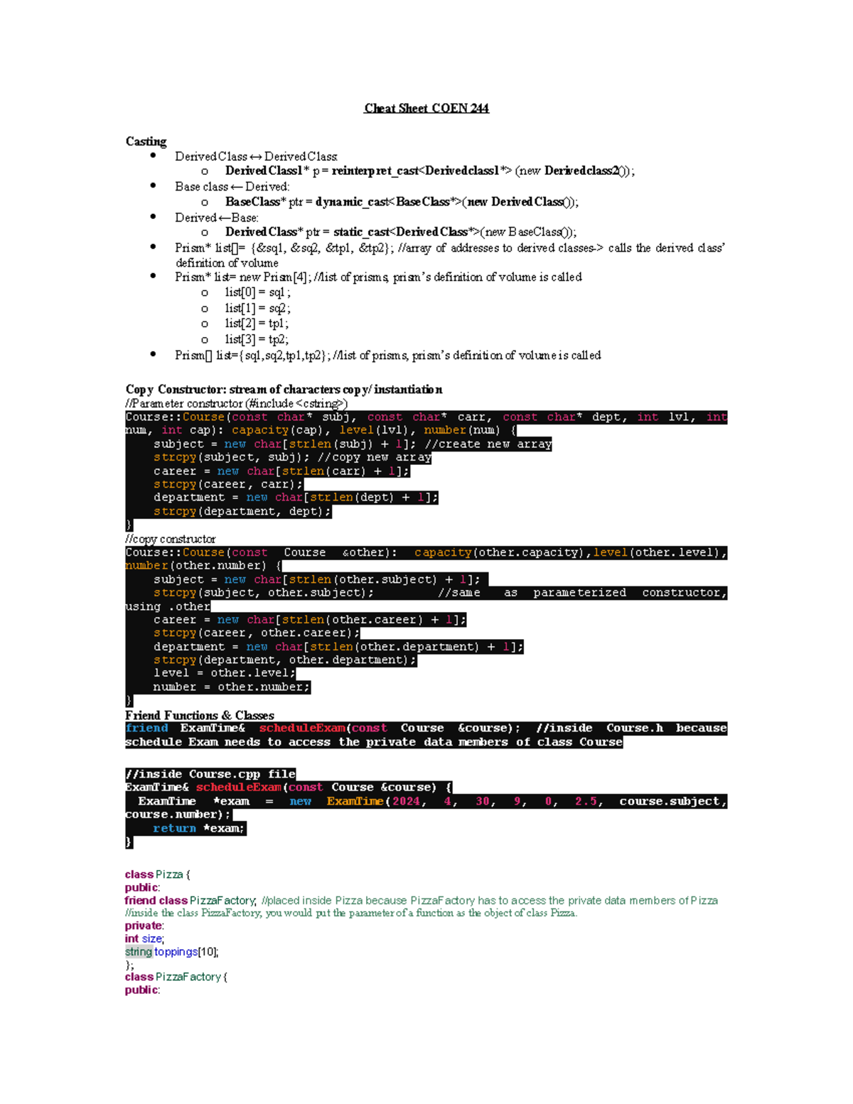 Cheat Sheet COEN 244 - Programming Methodology II Overview - Studocu