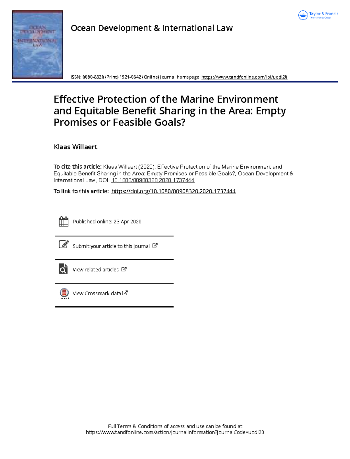 Effective Protection of Marine Environment & Benefit Sharing in Deep ...