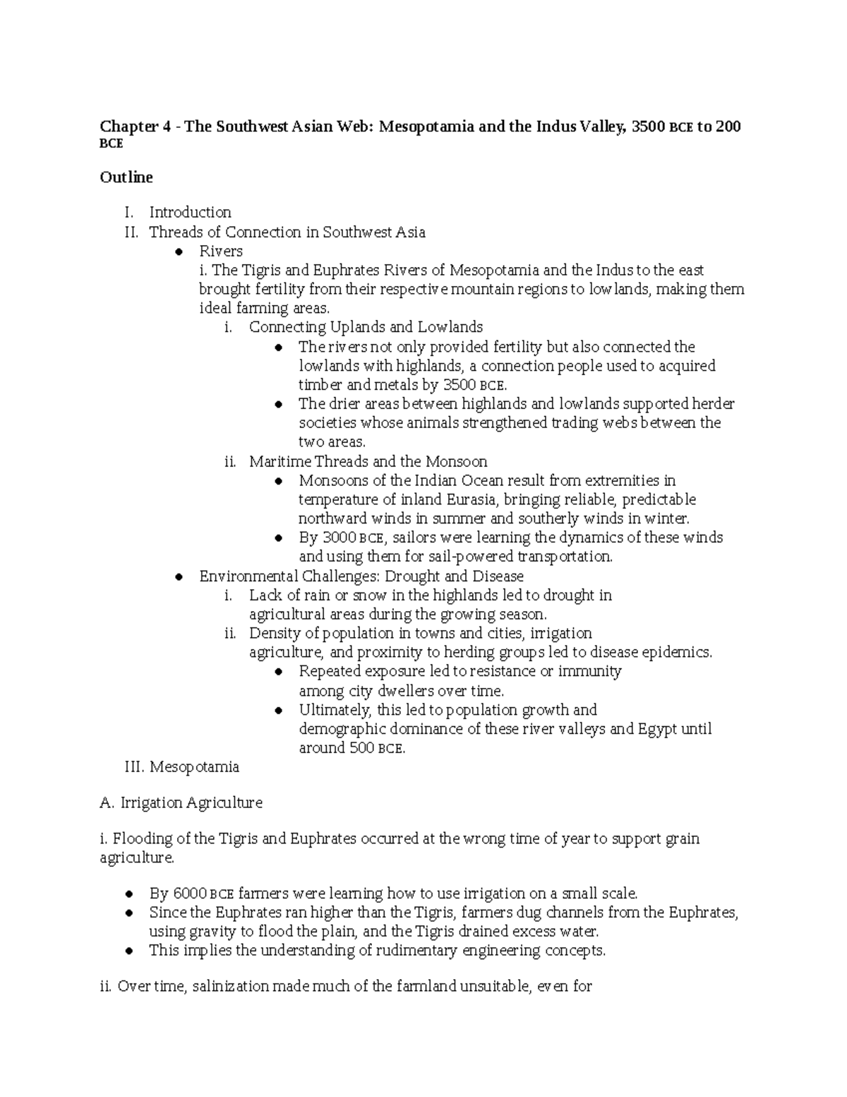 Chapter 4 Outline World History - Chapter 4 - The Southwest Asian Web ...