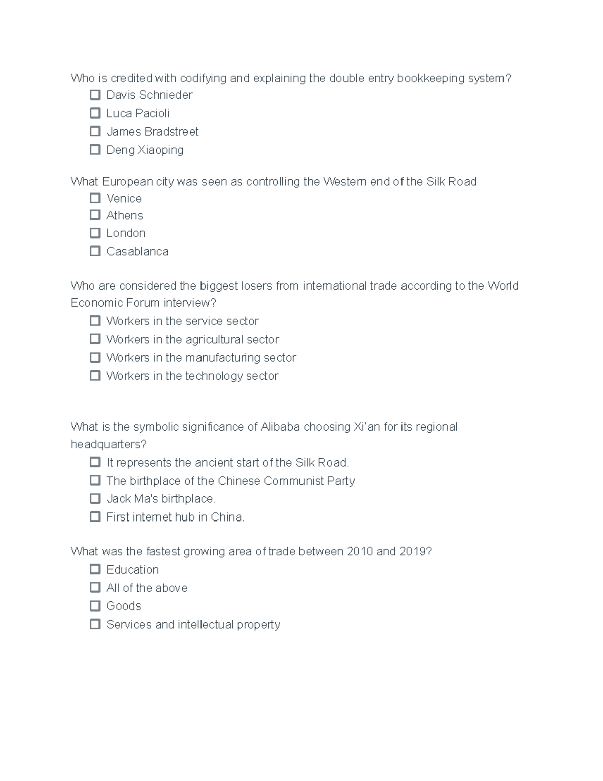 1035 MC Quizzes - Key Concepts in International Trade and Economics ...