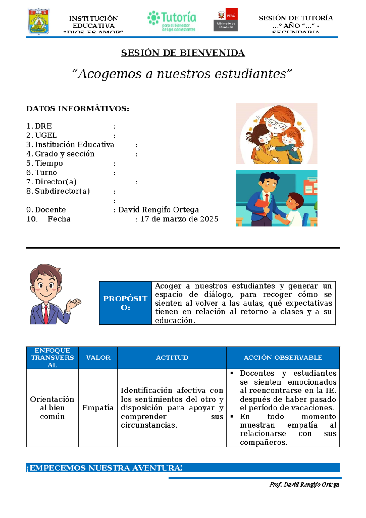 Sesión de Bienvenida 2025: Acogida y Dinámicas en Secundaria - Studocu