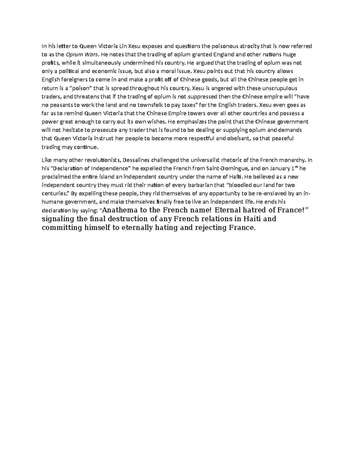 HIST195 - Analyzing Imperialism Through Primary Sources and Letters ...