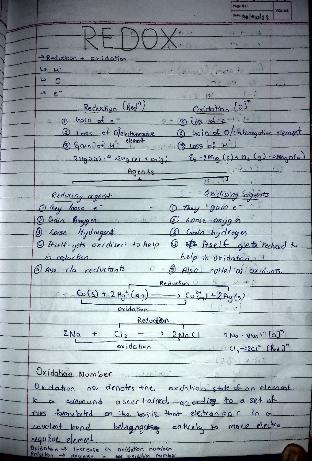 Redox Reactions: Study Notes for Chemistry 101 Final Exam - Studocu