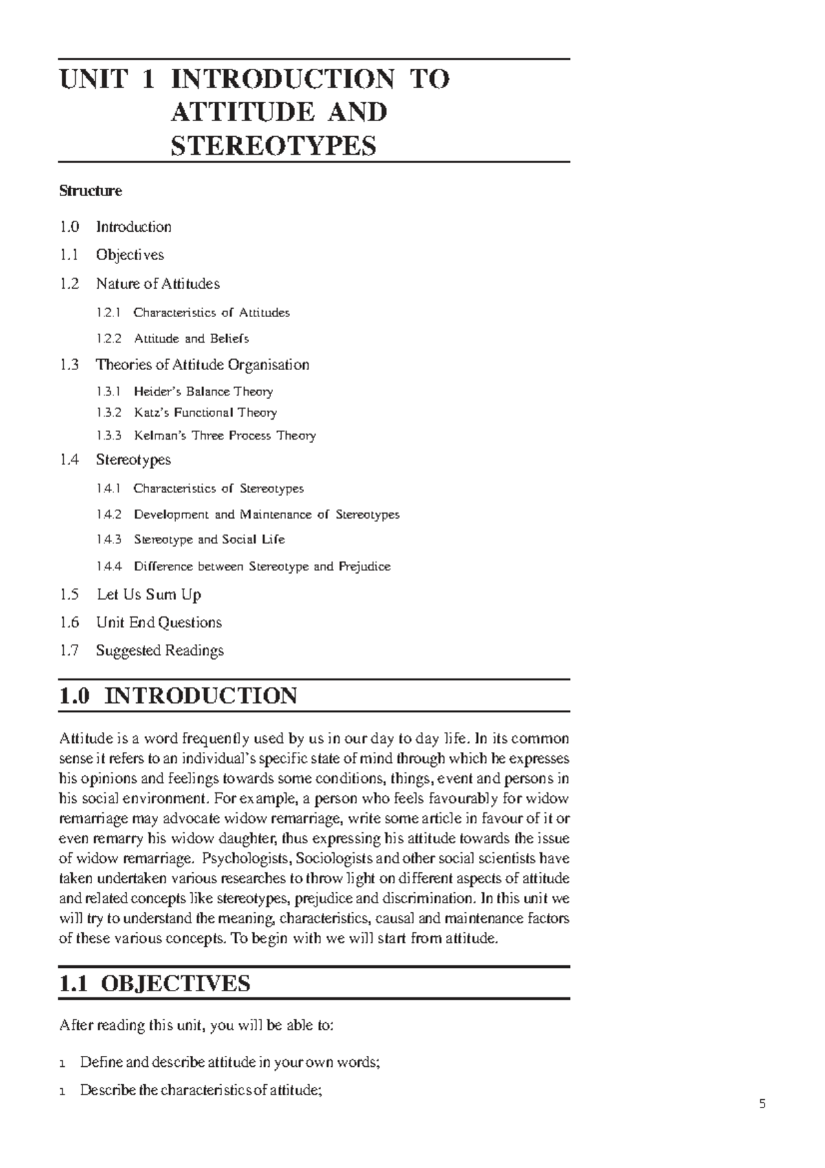 UNIT 1: INTRODUCTION TO ATTITUDES AND STEREOTYPES - STUDY NOTES - Studocu