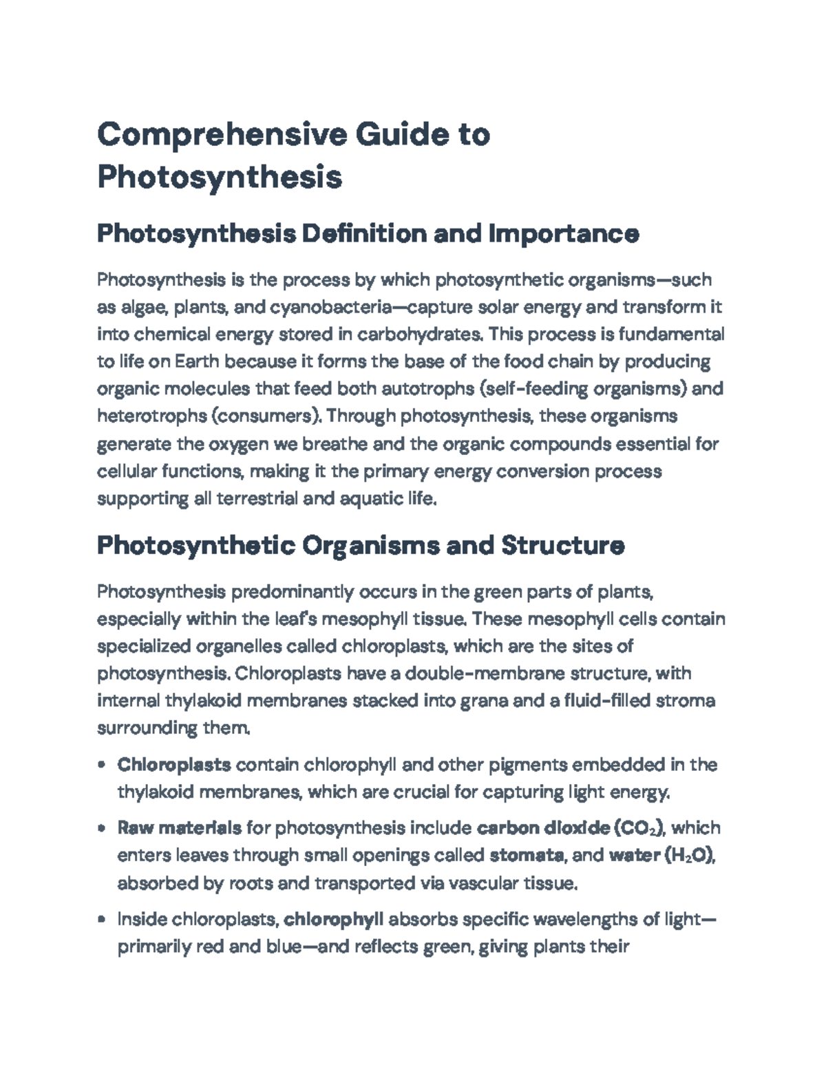 Comprehensive Guide to Photosynthesis: Mechanisms and Environmental ...