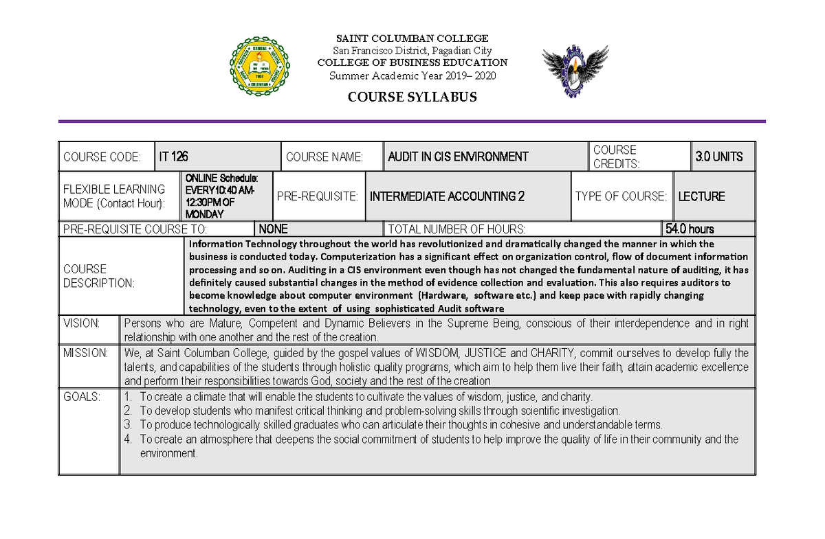 IT 126: Online Lecture Notes on Auditing in CIS Environment - Studocu