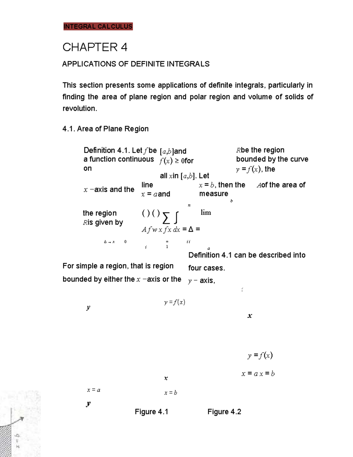 Integral Calculus CH 4: Applications of Definite Integrals in Area ...