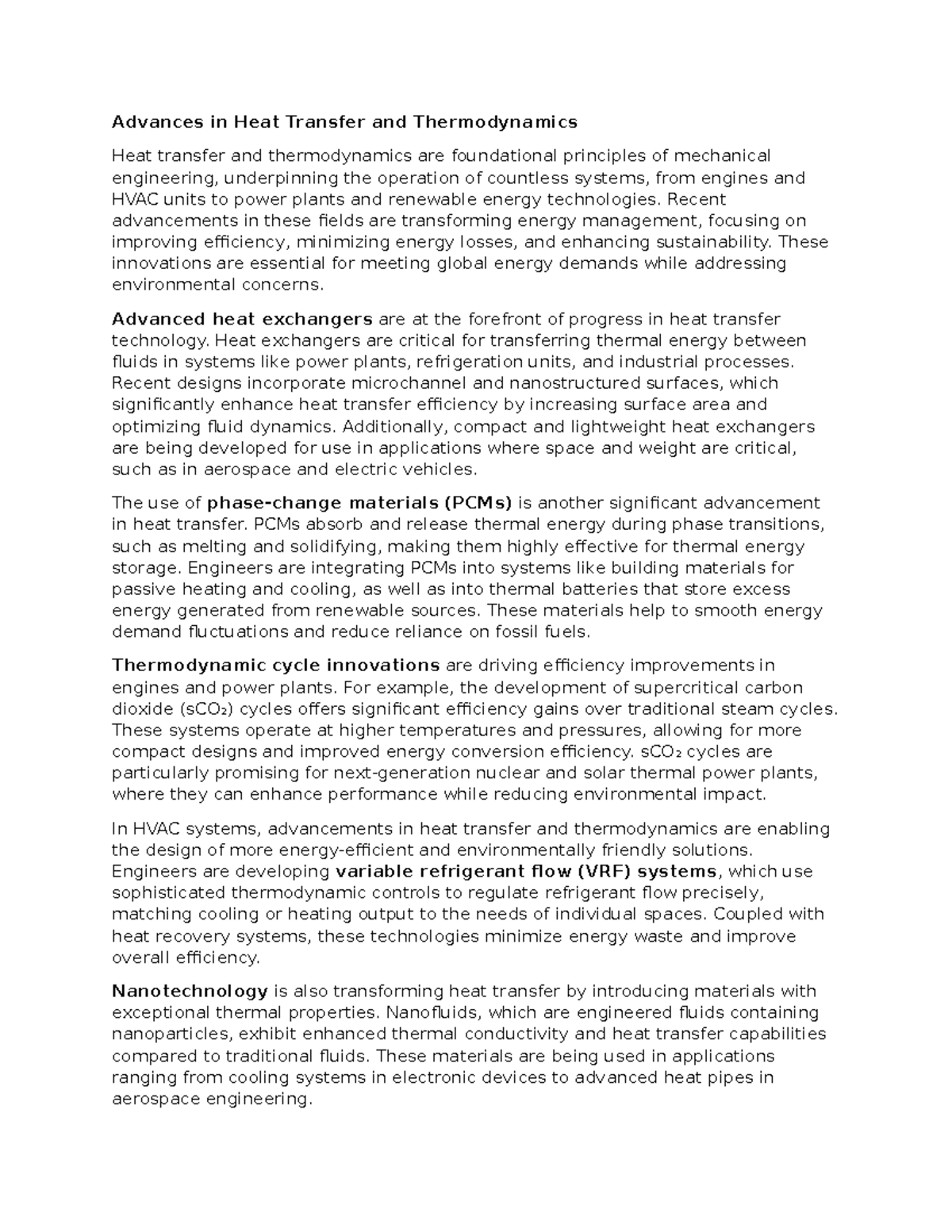 Advances in Heat Transfer - Recent advancements in these fields are ...